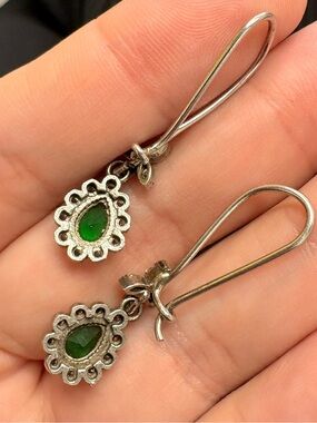 Jewelry | Emerald Teardrop Drop Earrings With Crystal Halo | Poshmark
